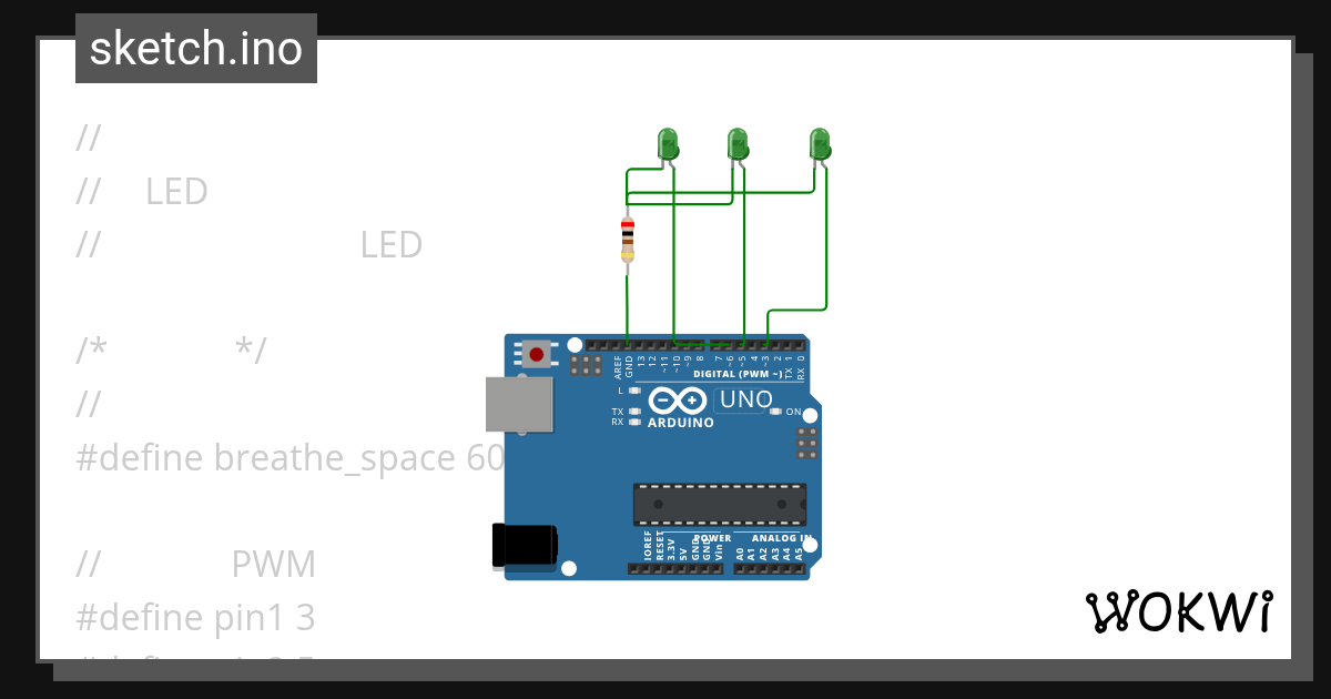 流水式呼吸灯 Wokwi Esp32 Stm32 Arduino Simulator 5105