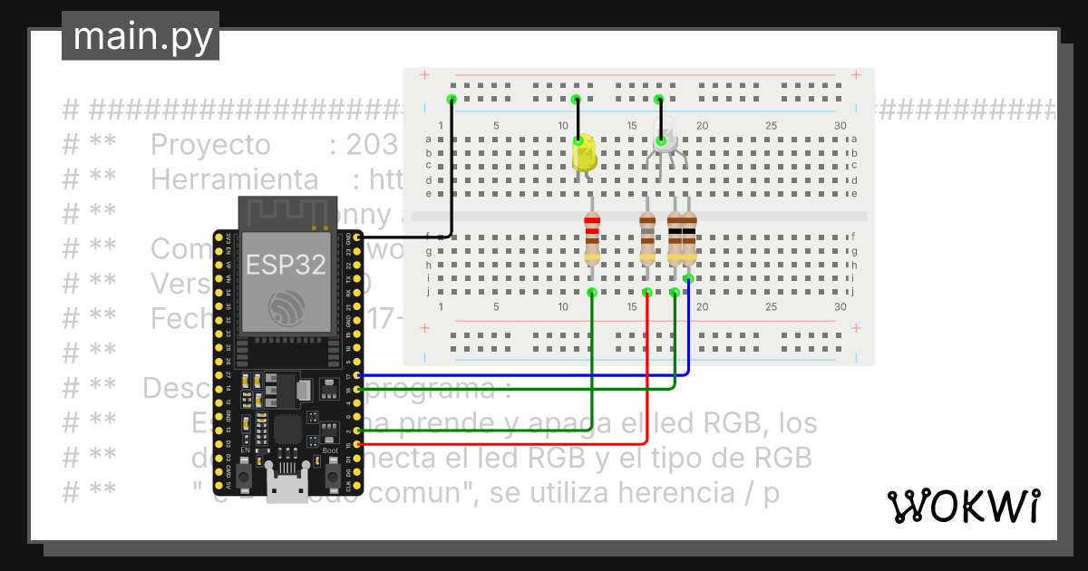 204_0 Led RGB Herencia - Wokwi ESP32, STM32, Arduino Simulator