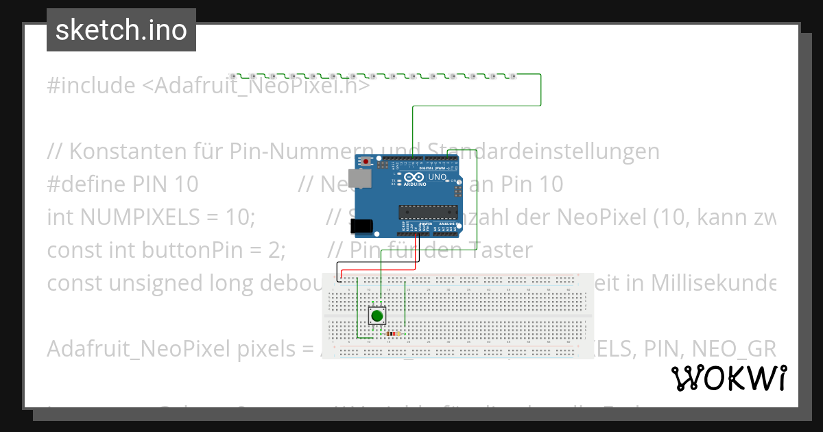 NeoPixel-Row KLAUSUR Ausprobieren - Wokwi ESP32, STM32, Arduino Simulator