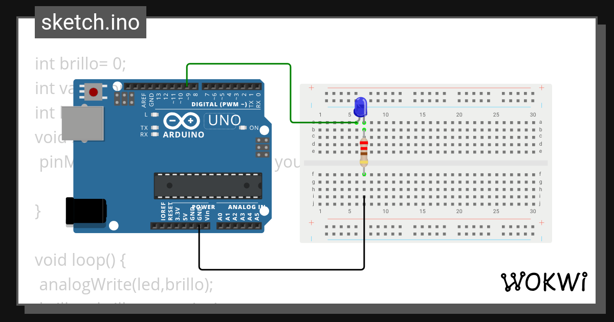 LED por PWM - Wokwi ESP32, STM32, Arduino Simulator