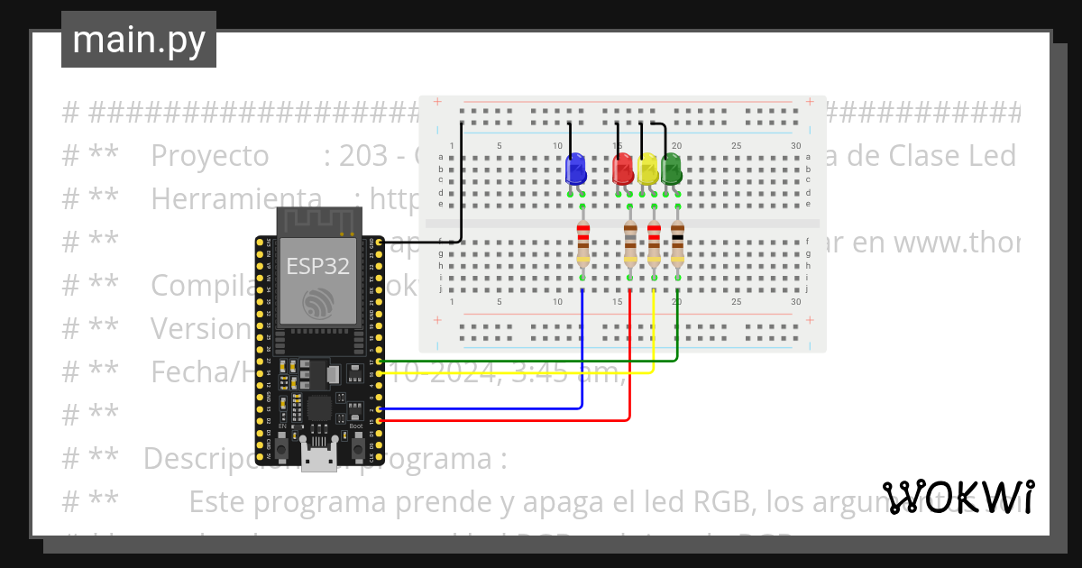 203_1 Led SEMAFORO Herencia - Wokwi ESP32, STM32, Arduino Simulator