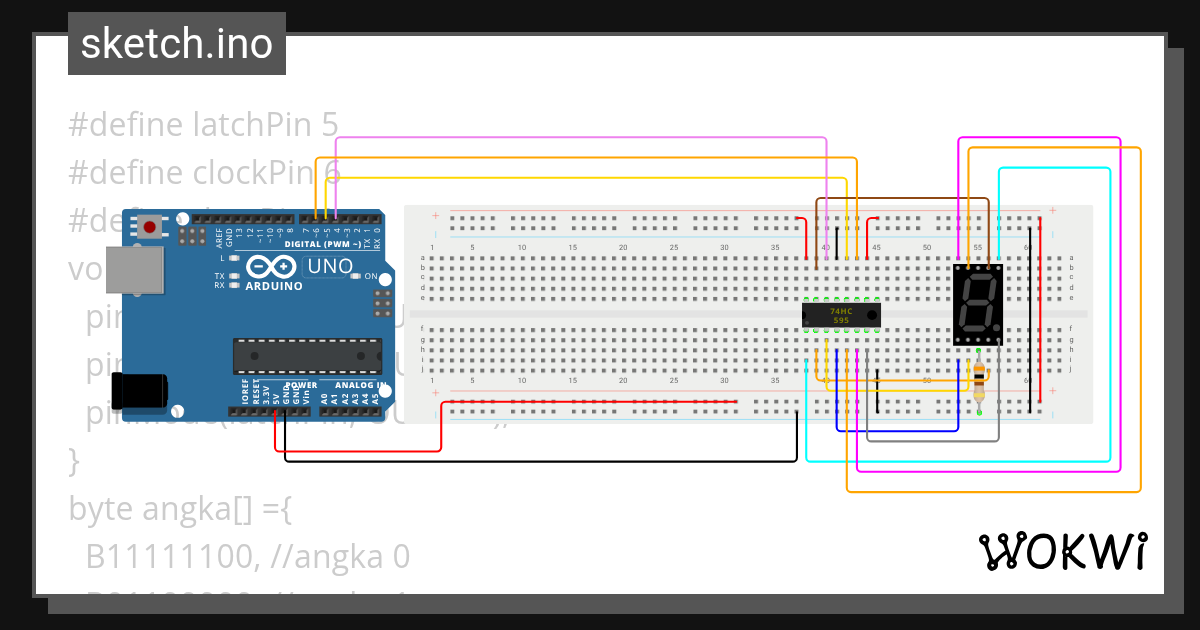 TUGAS REGISTER-74HC595-7SEGMENT F6 - Wokwi ESP32, STM32, Arduino Simulator