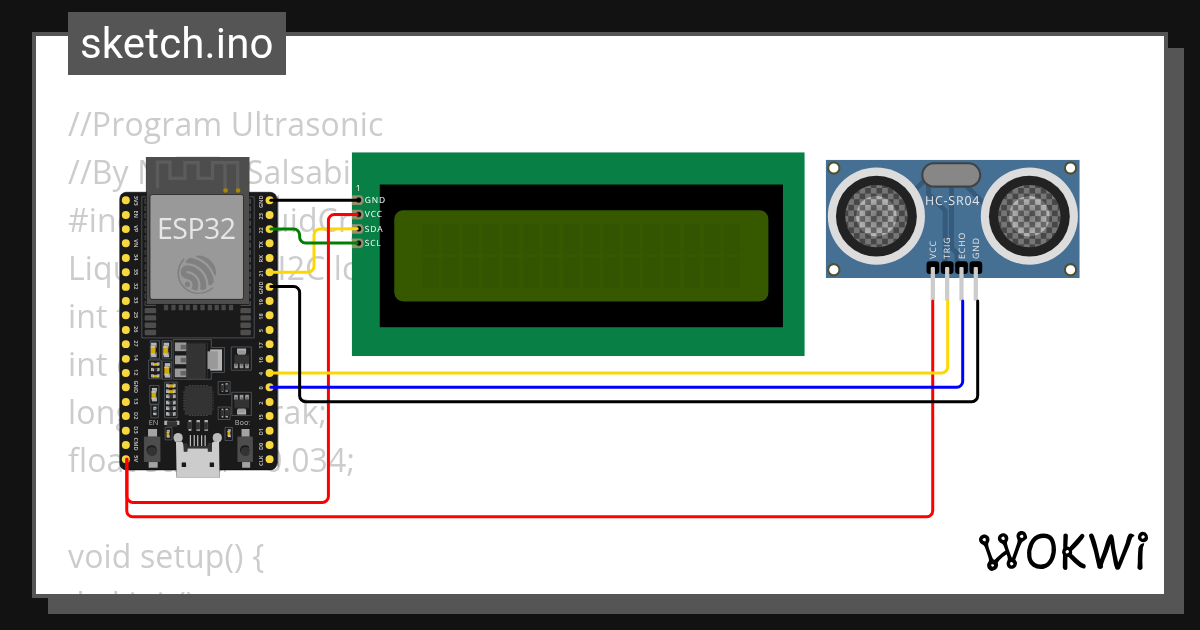 Sensor Ultrasonic Nzwa - Wokwi ESP32, STM32, Arduino Simulator
