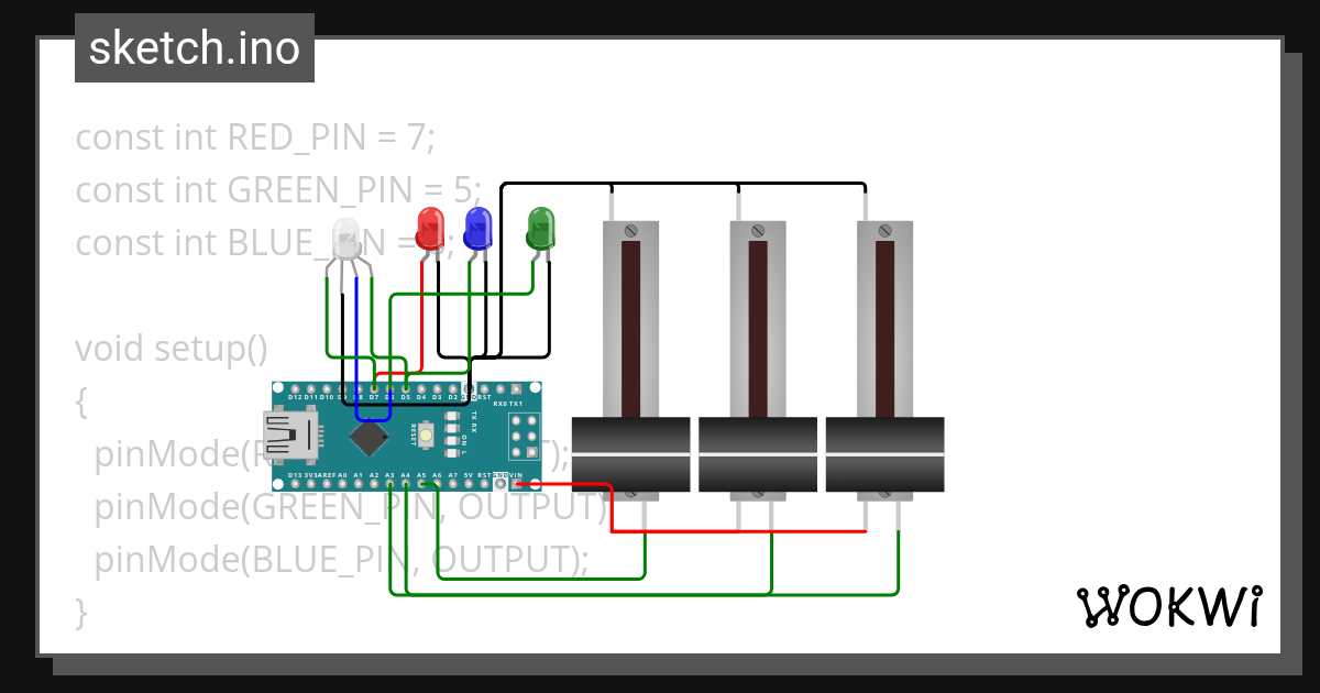 24随机三色灯循环 Copy Wokwi Esp32 Stm32 Arduino Simulator 7401