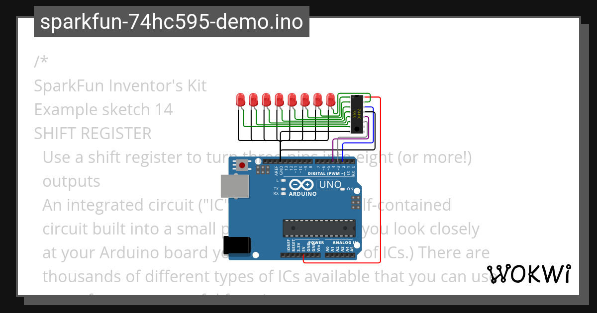 sparkfun-74hc595-demo.ino Copy - Wokwi ESP32, STM32, Arduino Simulator