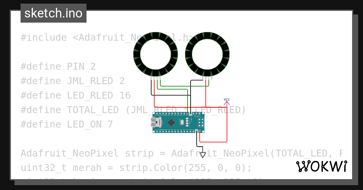 Animasi 2 Ringled Neopixel Wokwi Esp32 Stm32 Arduino Simulator 9800