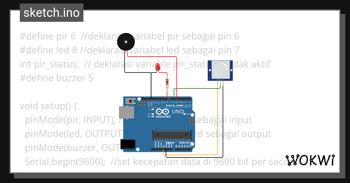 Pir Sensor Beep & LED NURUL 11 F4 B - Wokwi ESP32, STM32, Arduino Simulator