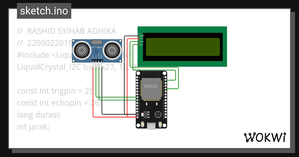 ESP32 WITH SENSOR ULTRASONIC Copy - Wokwi ESP32, STM32, Arduino Simulator