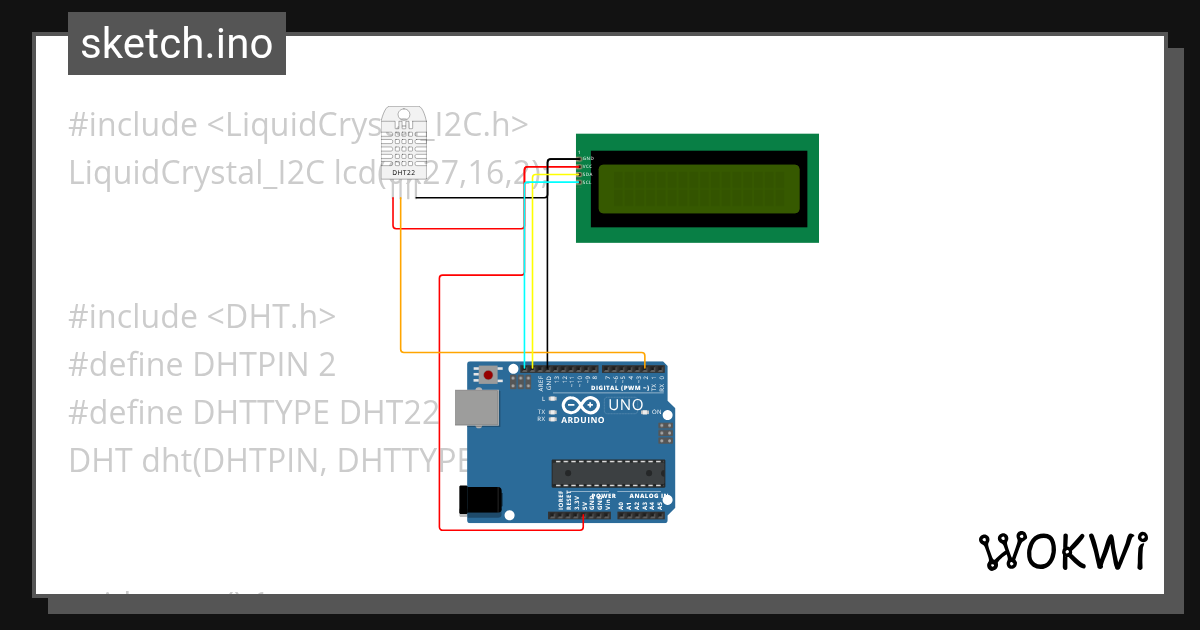 Data Suhu Dan Kelembapan Di Lcd I2c Wokwi Esp32 Stm32 Arduino Simulator 7311