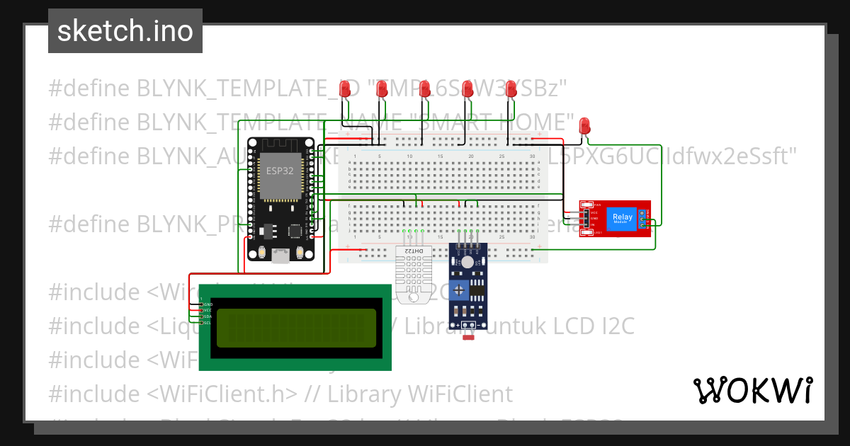 kipas + 3 LED + LDR + LCD - Wokwi ESP32, STM32, Arduino Simulator