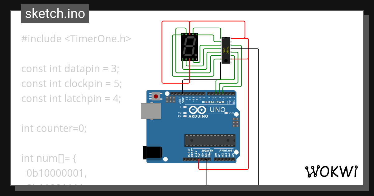 7seg By Shiftreg Wokwi Esp32 Stm32 Arduino Simulator 