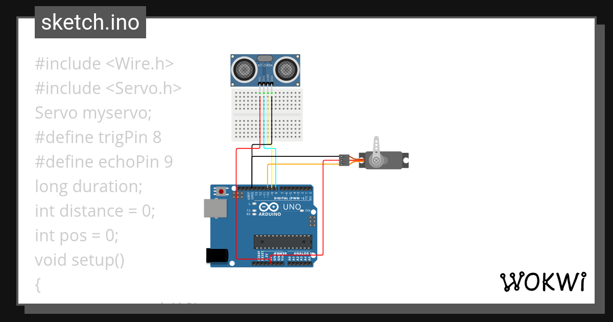 Temat sampah otomatis - Wokwi ESP32, STM32, Arduino Simulator