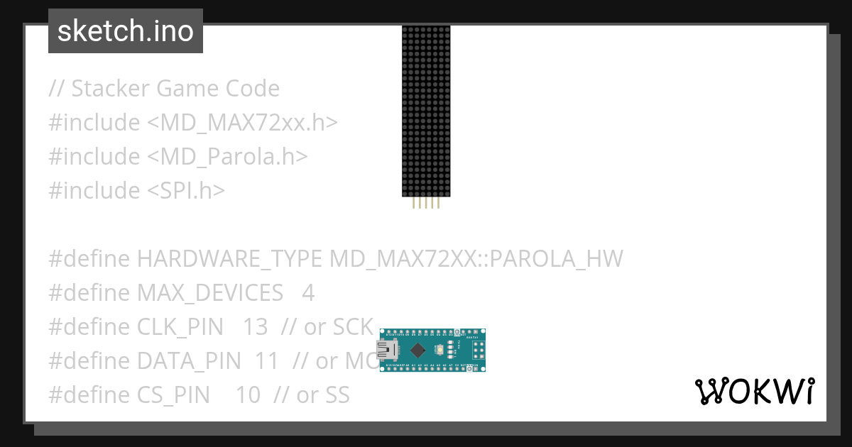 MATRIX MAX 7219 (text) - Wokwi ESP32, STM32, Arduino Simulator