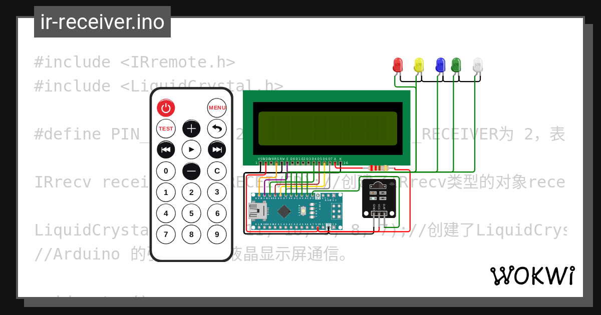 52红外遥控器记录abcde Wokwi Esp32 Stm32 Arduino Simulator 4970