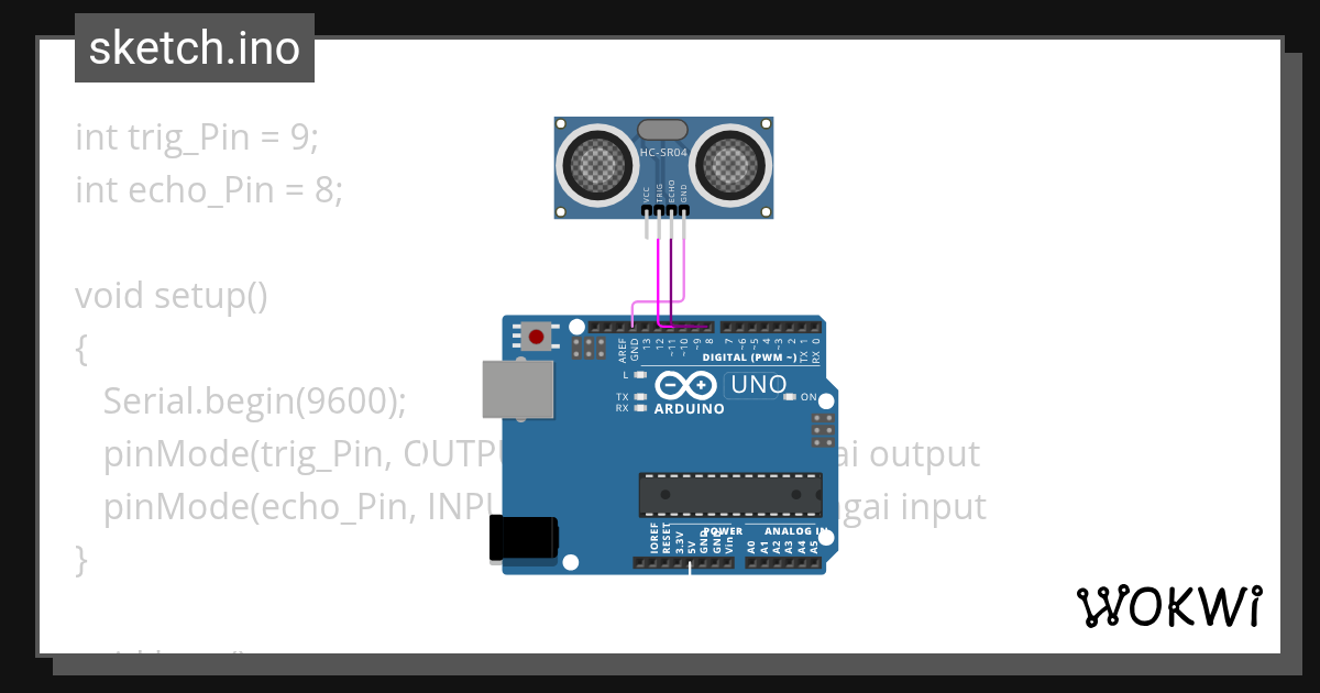 tugas 5 nesya sensor jarak LCD - Wokwi ESP32, STM32, Arduino Simulator