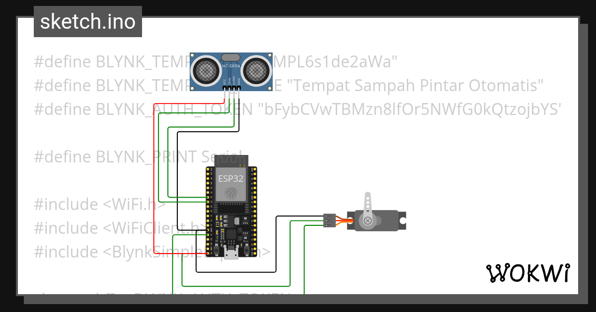 Tempat sampah otomatis - Wokwi ESP32, STM32, Arduino Simulator