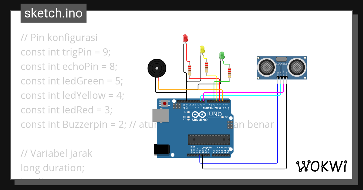 sensor alarm mobil - Wokwi ESP32, STM32, Arduino Simulator