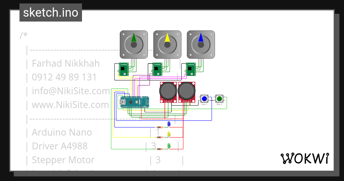 3 Steeper Motor + Joystick - Wokwi ESP32, STM32, Arduino Simulator
