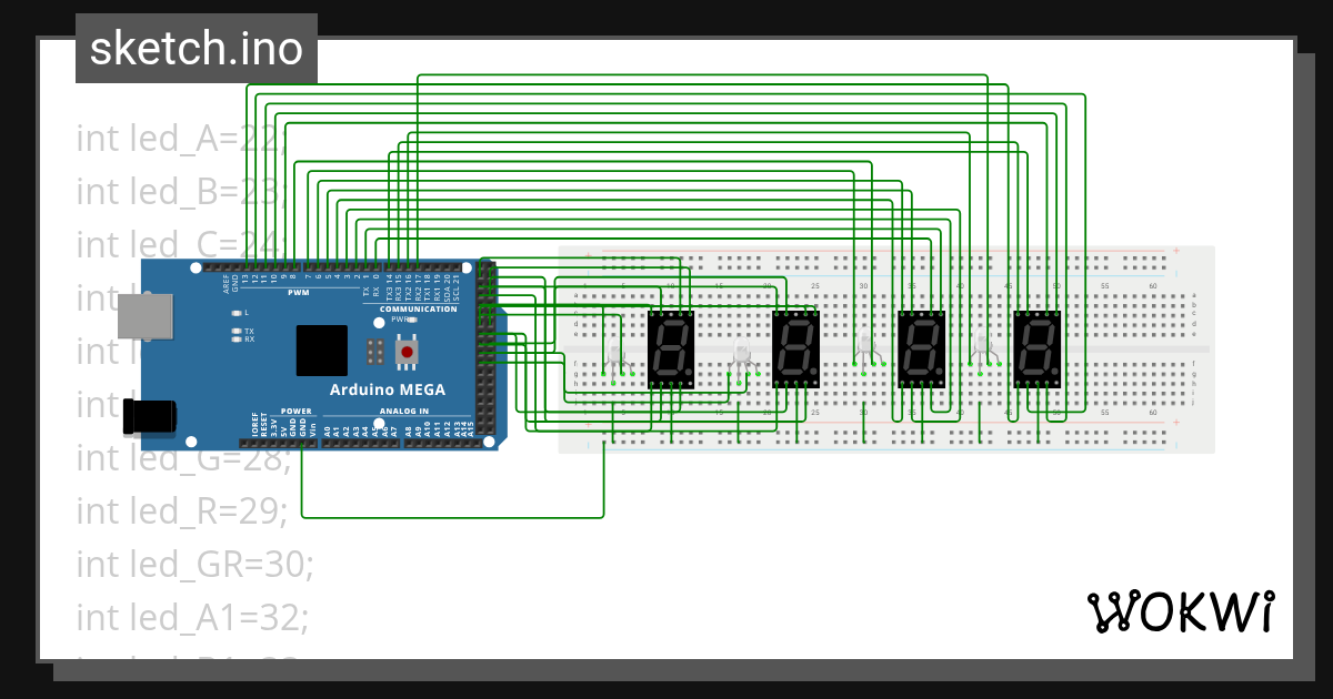 4 segment traffic light - Wokwi ESP32, STM32, Arduino Simulator