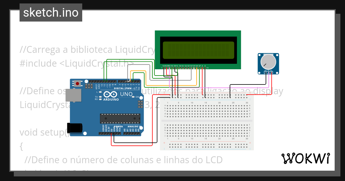 Display LCD Aula 36 - Wokwi ESP32, STM32, Arduino Simulator