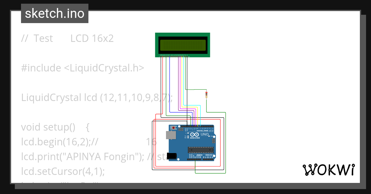 TEST LCD - Wokwi ESP32, STM32, Arduino Simulator
