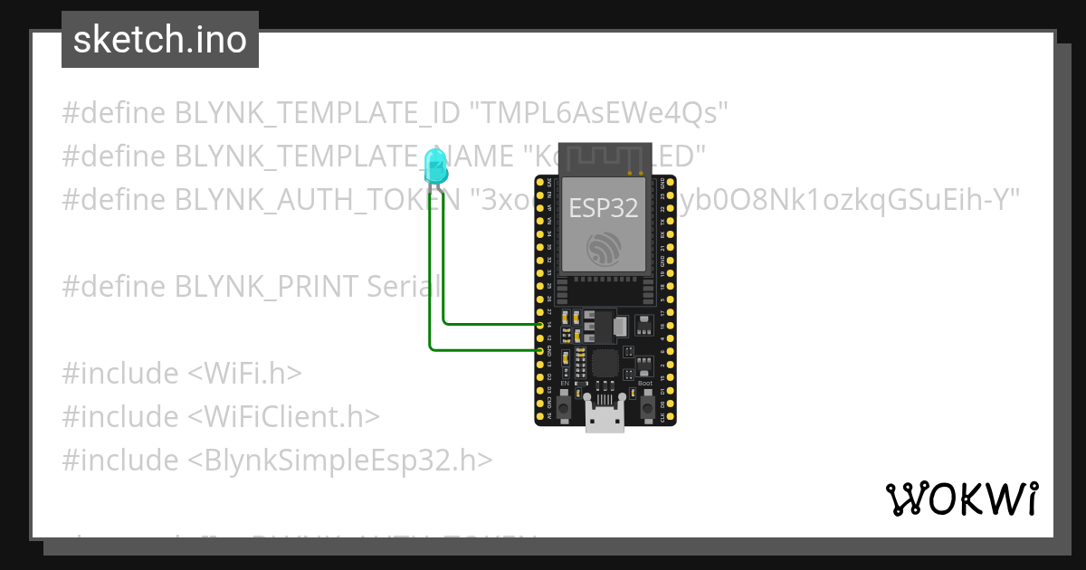 ESP32 Kontrol LED - Wokwi ESP32, STM32, Arduino Simulator