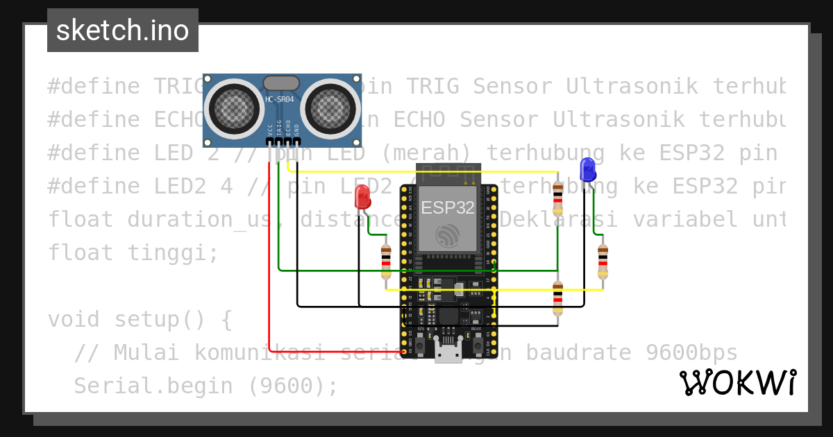 Sensor Jarak Ultrasonik Hcsr 04 Wokwi Esp32 Stm32 Arduino Simulator 3694