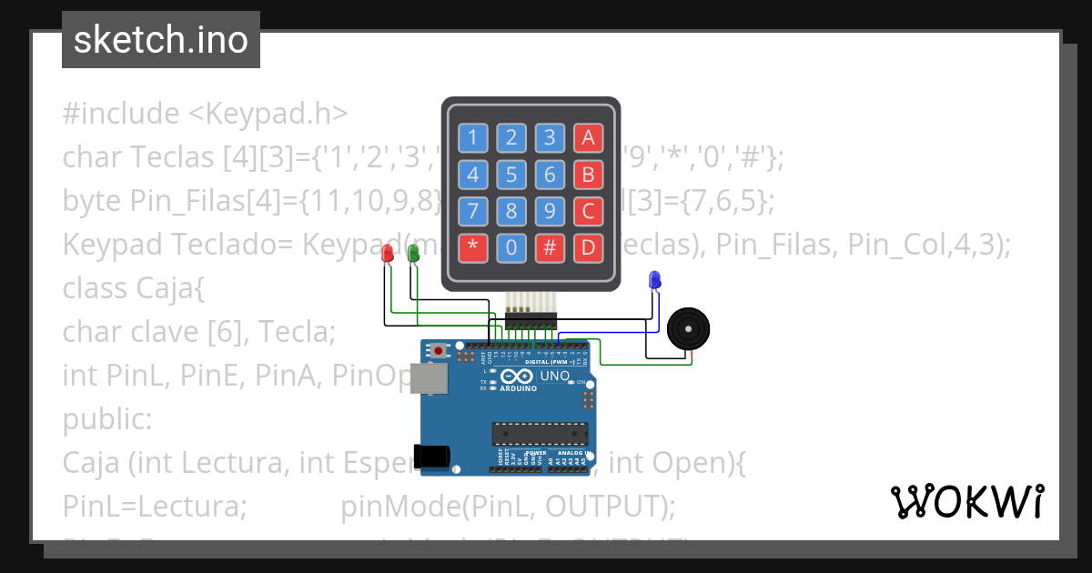 caja fuerte - Wokwi ESP32, STM32, Arduino Simulator