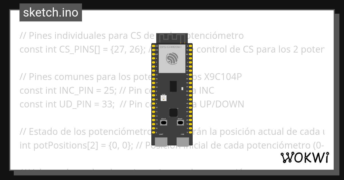 programacion para solo 2 potenciometros - Wokwi ESP32, STM32, Arduino Simulator