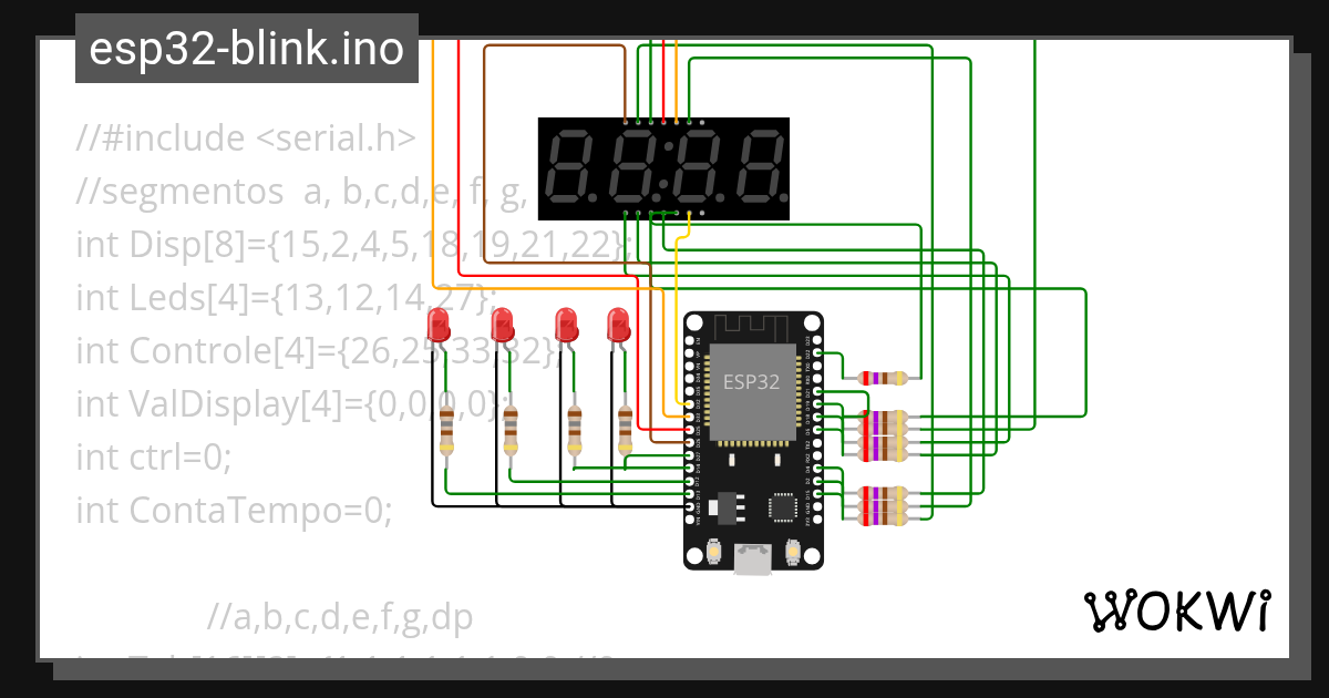 Contador V4 - 4 digitos - Wokwi ESP32, STM32, Arduino Simulator