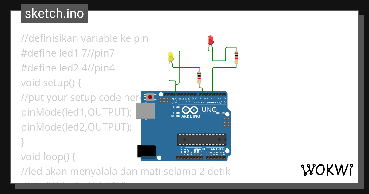 PRAKTIK 1 BLINK LED PENGAYAAN - Wokwi ESP32, STM32, Arduino Simulator