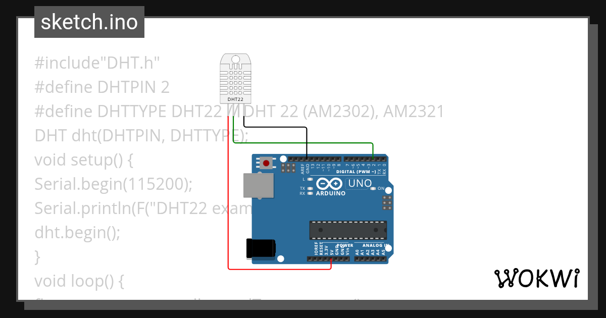 PRAKTIK 3 SENSOR DHT - Wokwi ESP32, STM32, Arduino Simulator