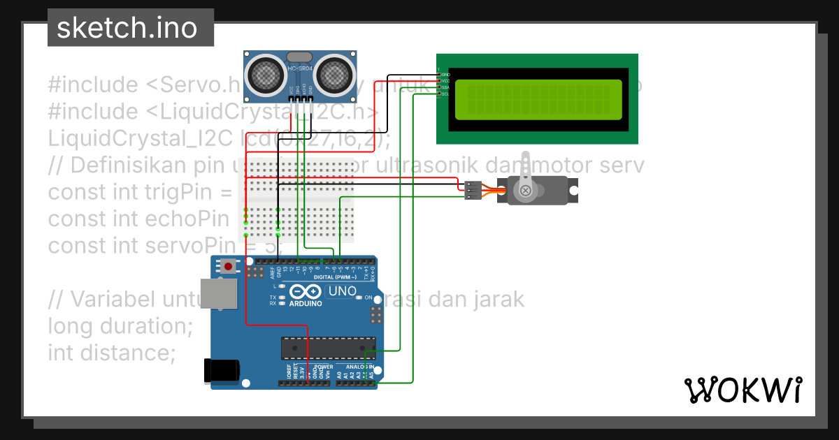 Pintu otomatis servo - Wokwi ESP32, STM32, Arduino Simulator