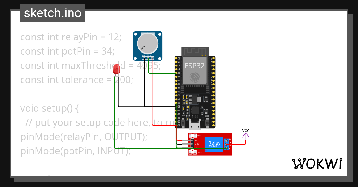 relay potensiometer uts high - Wokwi ESP32, STM32, Arduino Simulator