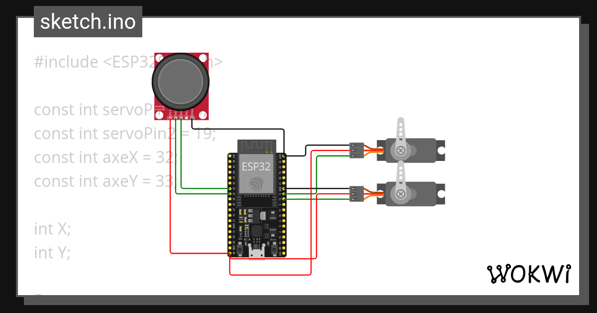 Code Servo moteur projet robot - Wokwi ESP32, STM32, Arduino Simulator
