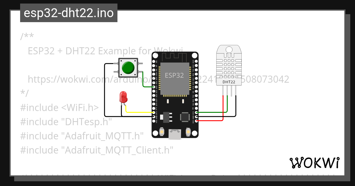 MQTT com Adafruit IO (two-way button state) - Wokwi ESP32, STM32, Arduino Simulator