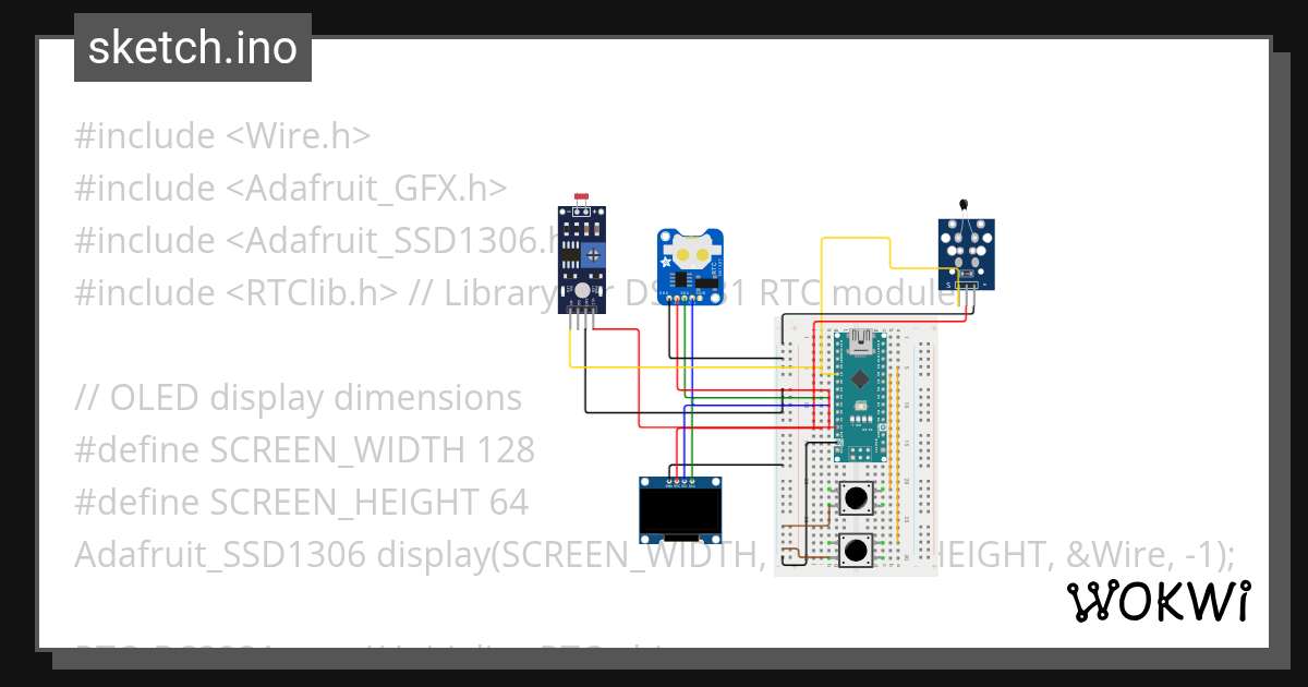 Light_temp_Time_OLED_welcome screen - Wokwi ESP32, STM32, Arduino Simulator