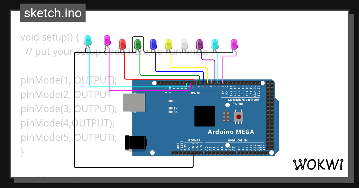 sketch for 10 LEDs Copy - Wokwi ESP32, STM32, Arduino Simulator sketch for 10 LEDs Copy - Wokwi ESP32, STM32, Arduino Simulator