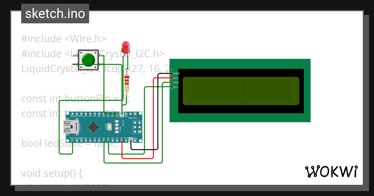 灯亮与闭状态显示在液晶屏 Wokwi Esp32 Stm32 Arduino Simulator 8390