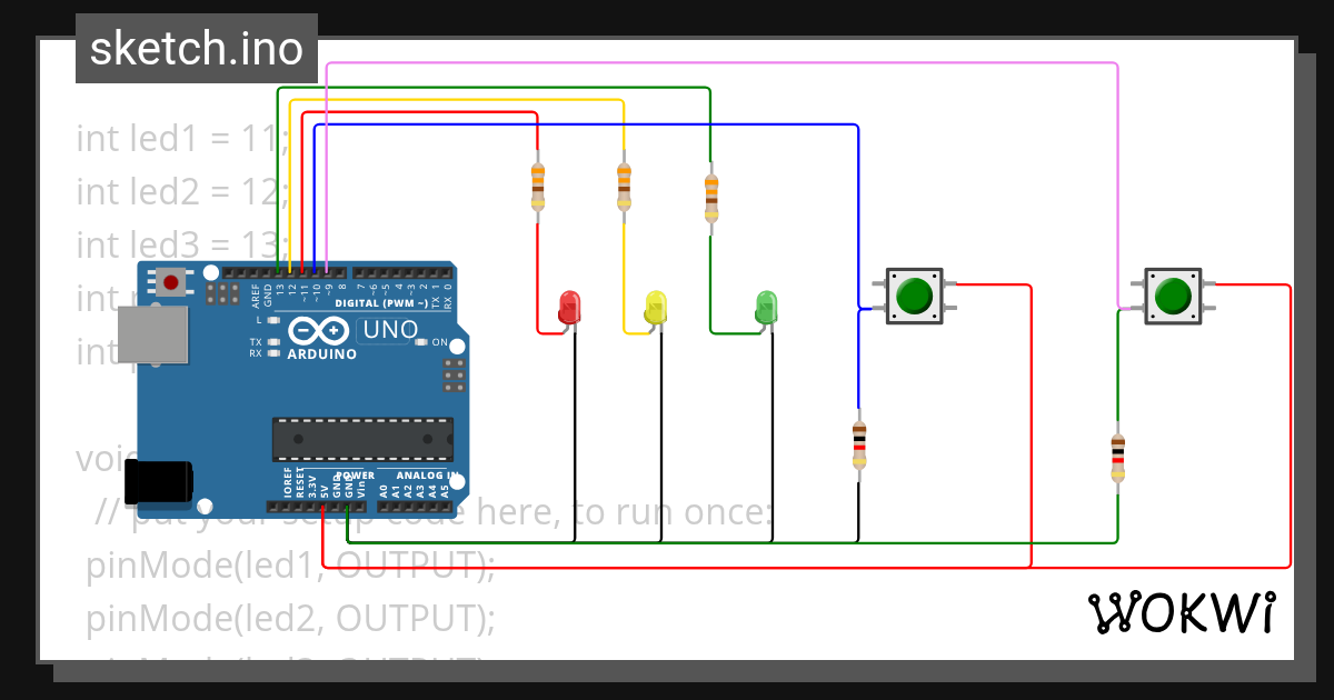 PROGRAM LED + BUTTON - Wokwi ESP32, STM32, Arduino Simulator