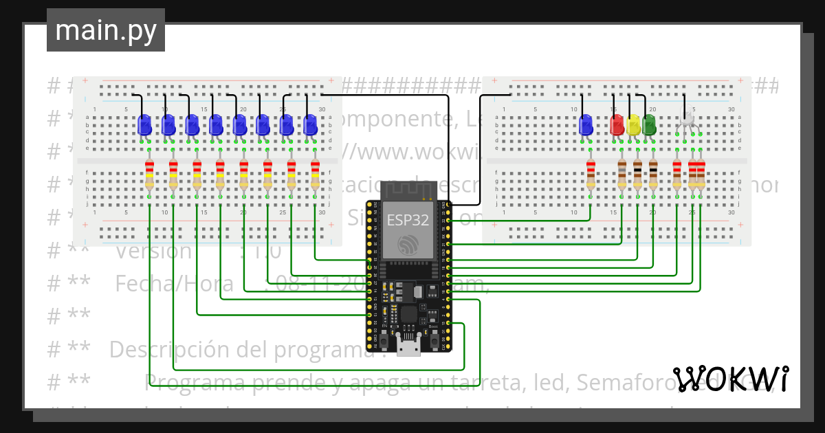 204_1Polimorfismo Led, Semaforo, Torreta, RGB - Wokwi ESP32, STM32, Arduino Simulator