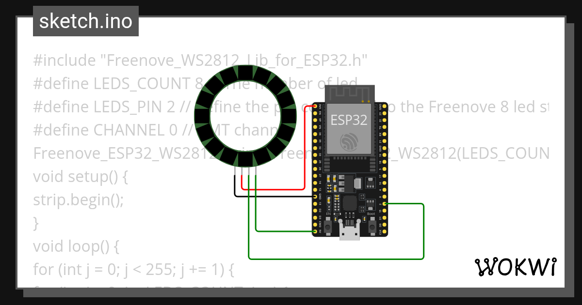 Practica 6.1 LedPixel - Wokwi ESP32, STM32, Arduino Simulator