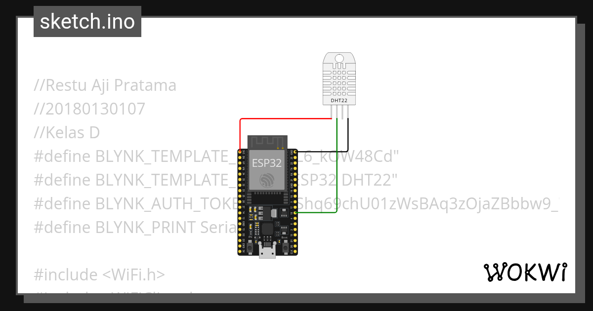 ESP32 DHT22 - Wokwi ESP32, STM32, Arduino Simulator