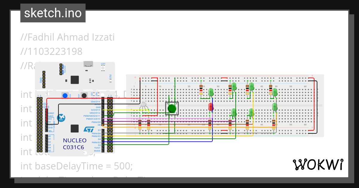 Fadhil Ahmad Izzati_1103223198_Rabu/2_Modul 4 Mikroprosesor - Wokwi ESP32, STM32, Arduino Simulator