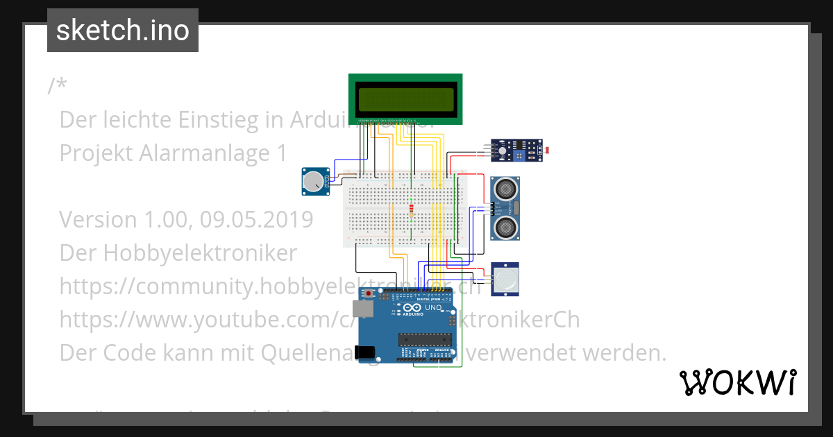 017 Alarmanlage 1 - Wokwi ESP32, STM32, Arduino Simulator