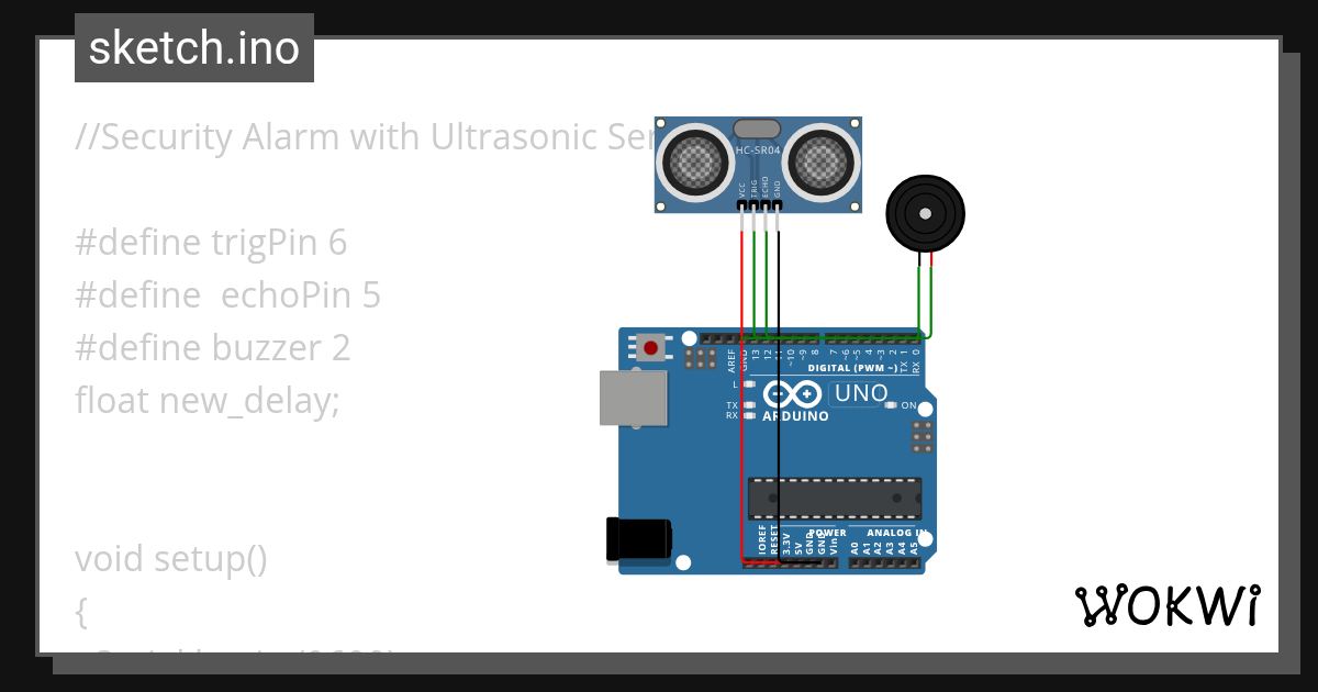 Ultra sonic & buzzer - Wokwi ESP32, STM32, Arduino Simulator