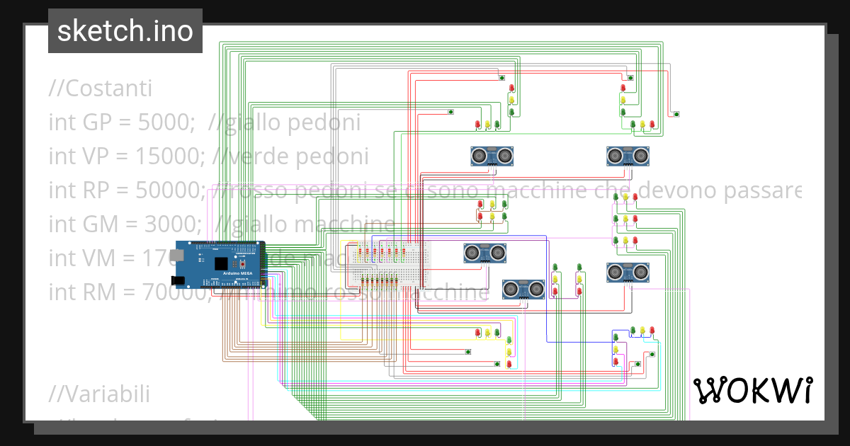 Semaforo ultrasuoni - Wokwi ESP32, STM32, Arduino Simulator