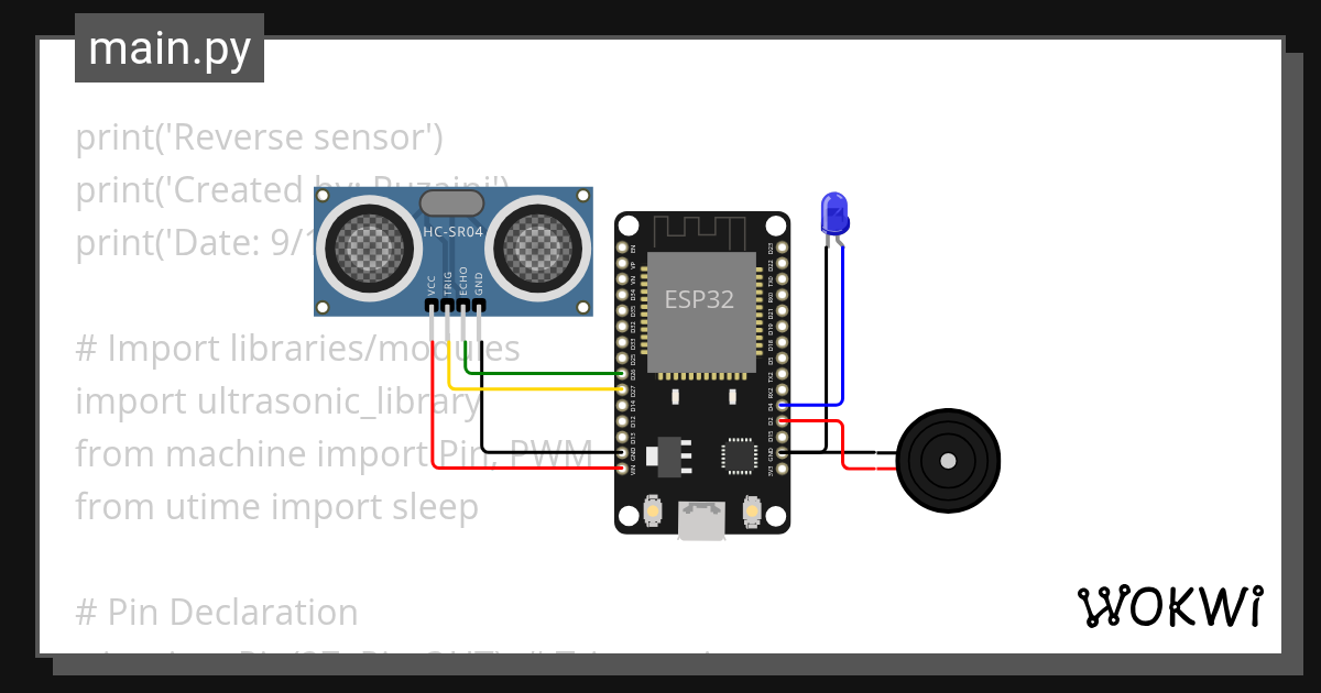 Reverse sensor V2 - Wokwi ESP32, STM32, Arduino Simulator