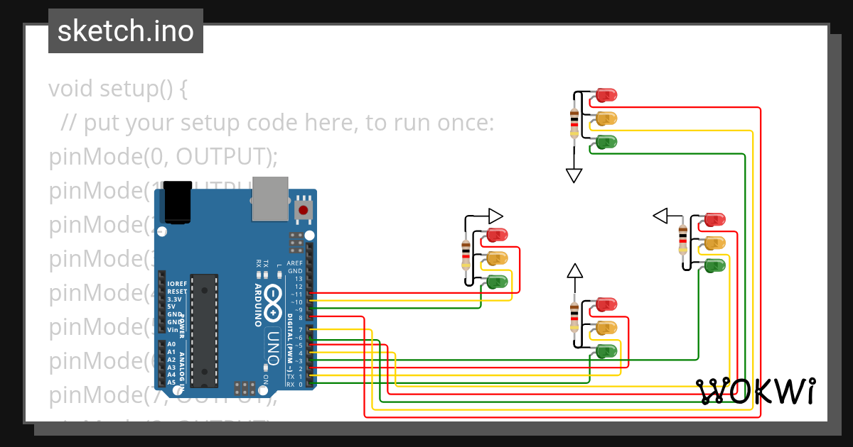 4 TRAFFIC LIGHT - Wokwi ESP32, STM32, Arduino Simulator