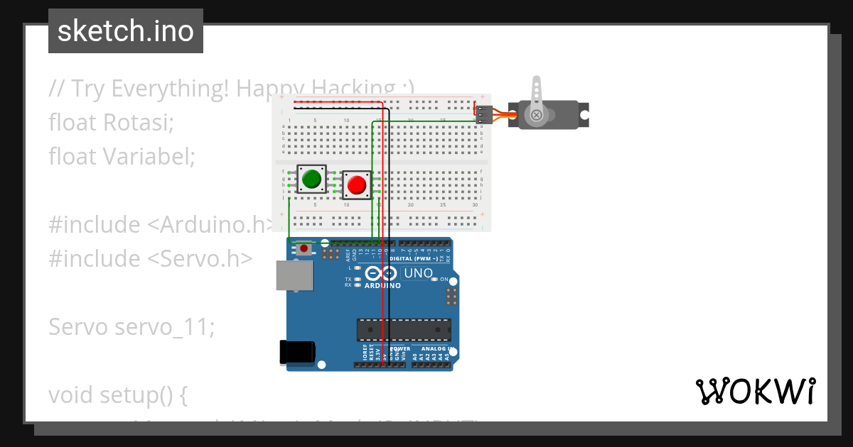 Servo dan button - Wokwi ESP32, STM32, Arduino Simulator